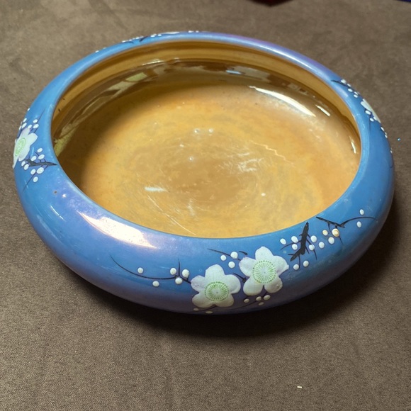 Other | Vintage Japanese Lusterware Blue And Gold Flower Bowl Planter ...